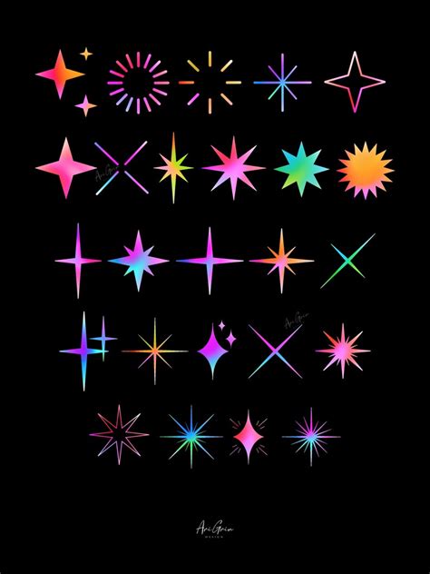 Gradient Sparkles Png Clipart Elements Etsy