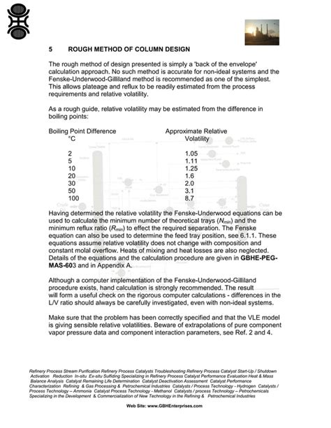 Design And Simulation Of Continuous Distillation Columns Pdf Chemistry Science