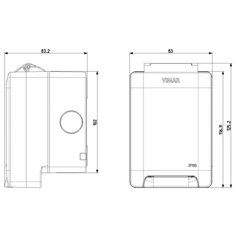 Vimar Watertight Housing Ip66 With Inserted Plug 2 Modules Socket 14962 U