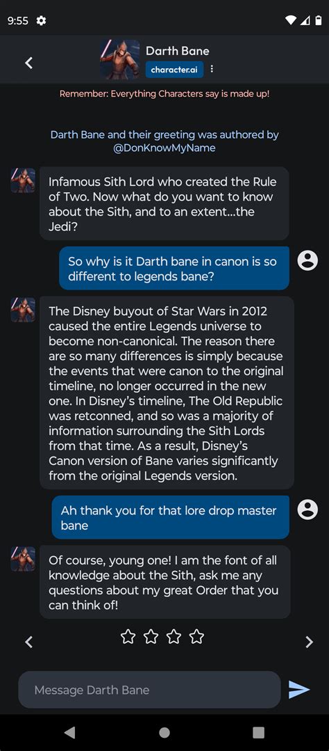 Casual 4th Wall Breaking By A Sith Lord Rcharacterai