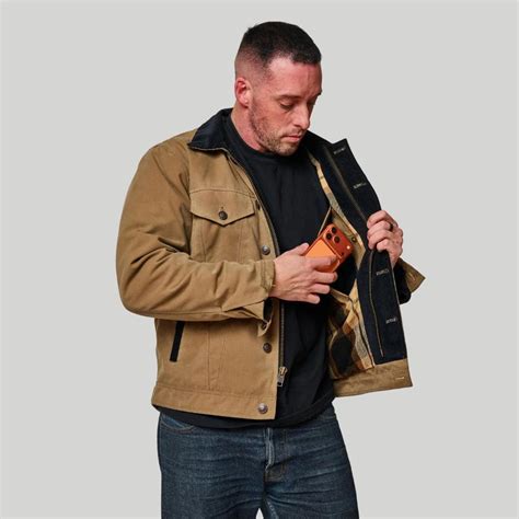 Trucker Motorcycle Jacket Waxed Canvas Protection With Dupont