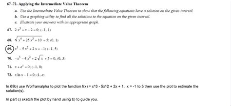 Solved Applying The Intermediate Value Theorem A Use Chegg