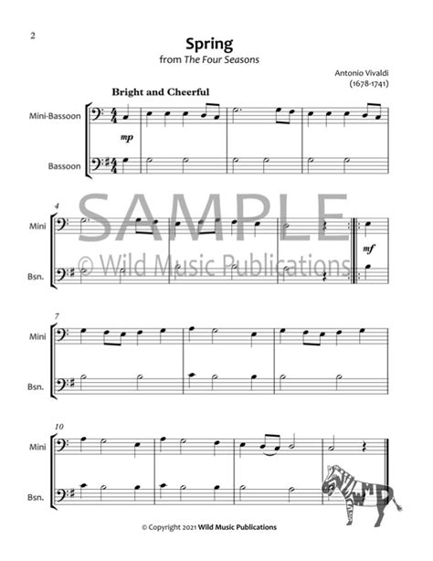 Easy Classic Mini Bassoon And Bassoon Duets Wild Music Publications