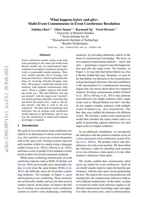 Pdf What Happens Before And After Multi Event Commonsense In Event