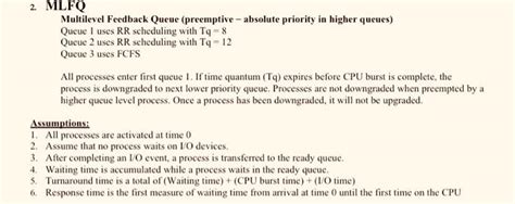 Solved 2 Mlfq Multilevel Feedback Queue Preemptive