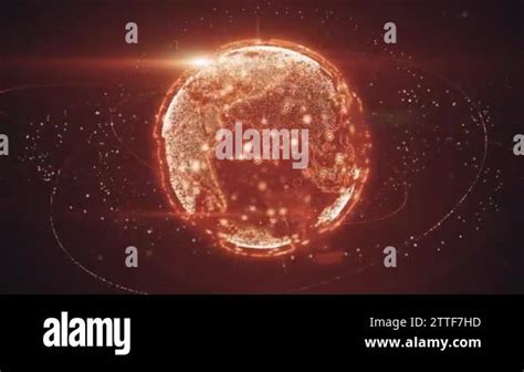 Seamless Loop 3d Animation Of Digital Planet Earth Data Abstract Of A