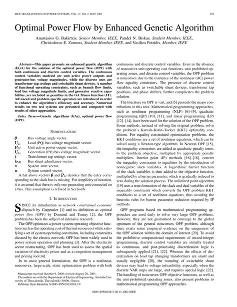 pdf closure on optimal power flow by enhanced genetic algorithm