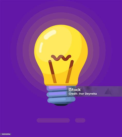 벡터 일러스트입니다 광선 빛을 가진 라이트 전구입니다 에너지와 아이디어 기호입니다 인사말 카드 패치 장식 옷 배지 포스터 인쇄 드로잉에 대한 스톡 벡터 아트 및 기타 이미지