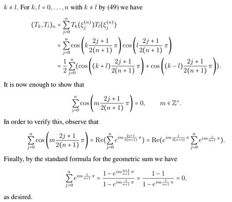 Calculus Othogonality Of Chebychev Polynomials Mathematics Stack