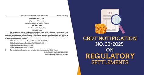 CBDT Notification No No Tax Relief On Legal Settlements