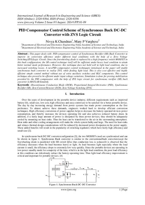 Pdf Pid Compensator Control Scheme Of Synchronous Buck Dc Dc Converter With Zvs Logic Circuit