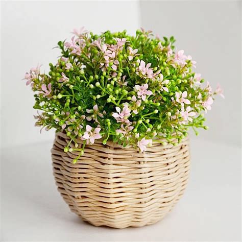 Купить Декоративные искусственные цветы в горшках растения интерьерные плетеном кашпо большом