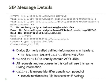 Sip Detailed Call Flows Architecture Descriptions SIP Services Sip Security Sip