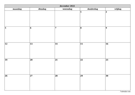 Afdrukbare Kalenders En Planners Voor De Maand December 2022 A4 A3