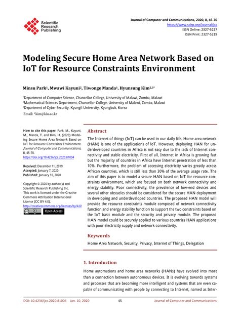 Pdf Modeling Secure Home Area Network Based On Iot For Resource