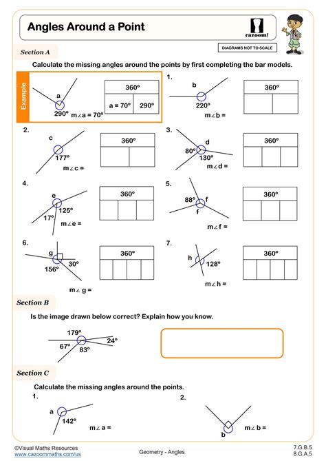 Angles Around A Point Worksheet Fun And Engaging 7th Grade And 8th Grade Geometry Worksheet