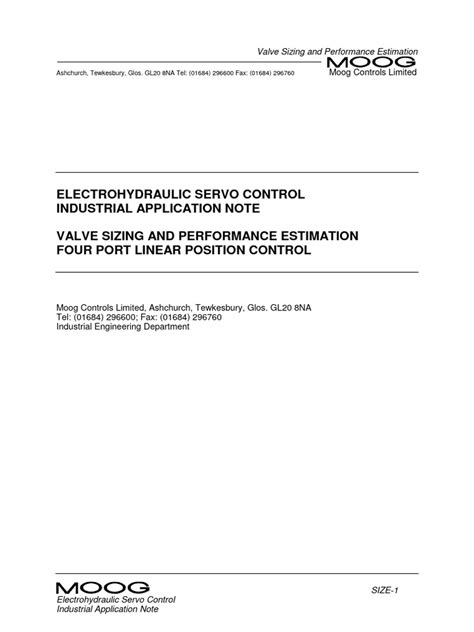 Moog Valve Sizing And Performance Issues Pdf Actuator Valve