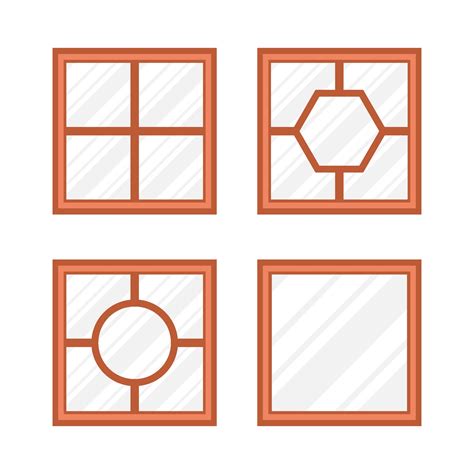 Brown Wooden Square Windows Flat Design Shape 3378702 Vector Art At