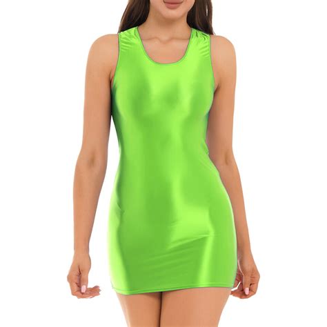 Us Womans Dress Sexy Wet Look Pvc Leather Bodycon Lingerie Zipper Front Clubwear Ebay