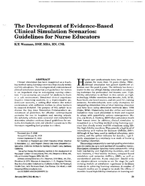 Pdf The Development Of Evidence Based Clinical Simulation Scenarios