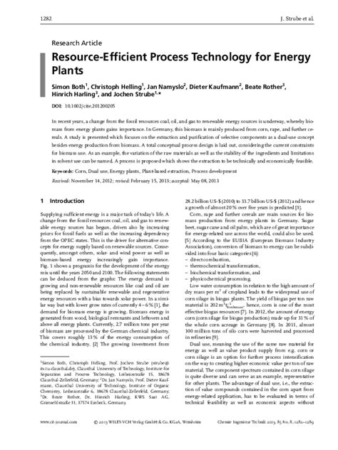 pdf resource efficient process technology for energy plants
