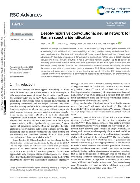 Pdf Deeply Recursive Convolutional Neural Network For Raman Spectra Identification