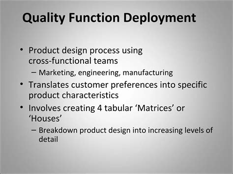 Quality Function Development Ppt