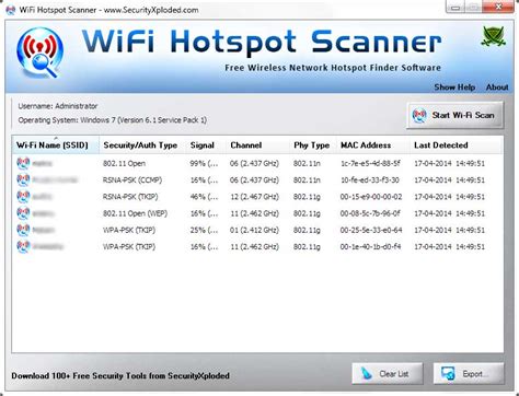 WiFiHotspotScanner Showing Recovered Passwords