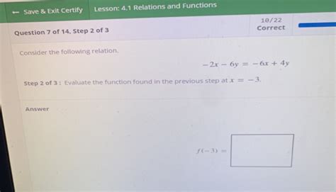 Solved Save And Exit Certify Lesson 41 Relations And