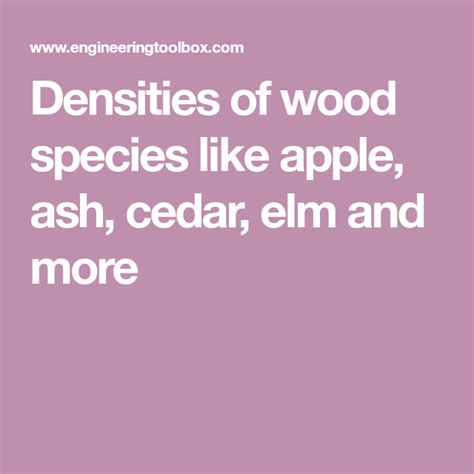 Wood Species Density Chart
