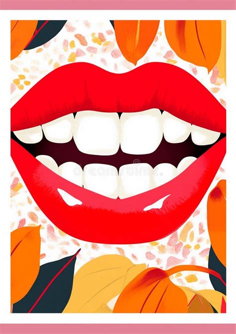 Poster Woman Beauty Illustration Fashion Toothpaste Pop Red Teeth Lip