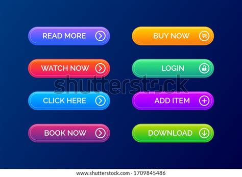 Set Modern Gradient Buttons Dark Background Stock Vector Royalty Free 1709845486 Shutterstock