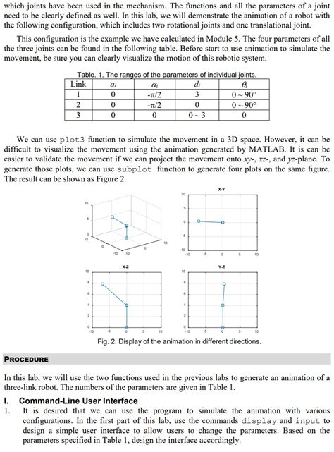 Lab 8 Operation Of Three Dimensional Robotic Systems
