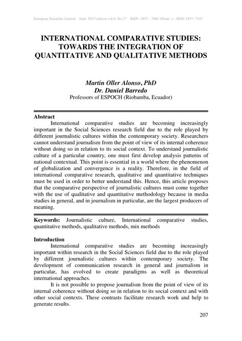 Pdf International Comparative Studies Towards The Integration Of