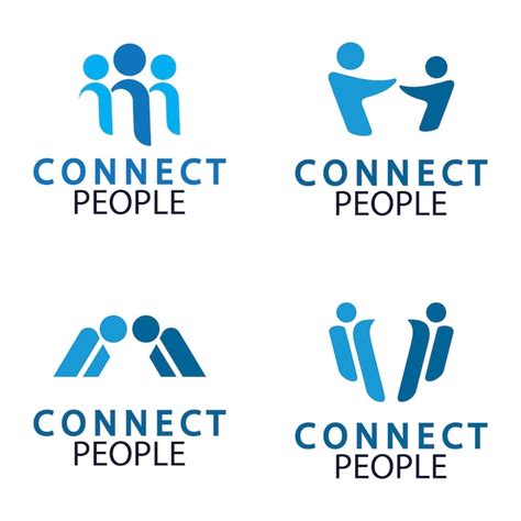 비즈니스를 위한 People Connect 로고 디자인 템플릿 연결 로고 프리미엄 벡터