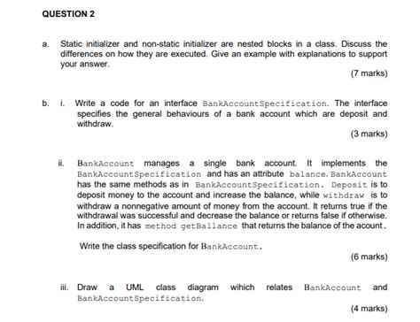 solved question 2 a static initializer and non static