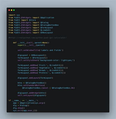 Python And Pyqt5 Create A Window With Labels Input Fields And A