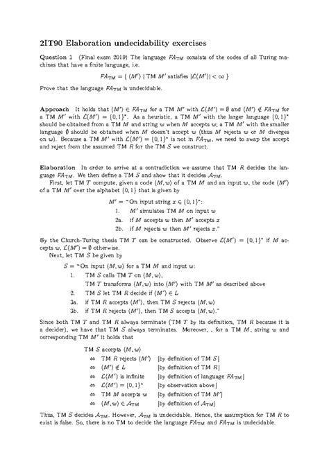Elab Instruction Ellab Instruction IT Elaboration Undecidability Exercises Question