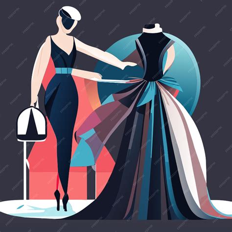 Premium Vector Fashion Designer Draping Fabric On A Mannequin Vector