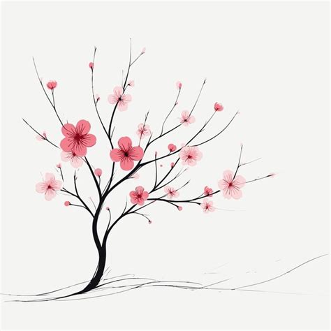 Вишневый цветок векторная иллюстрация Премиум векторы