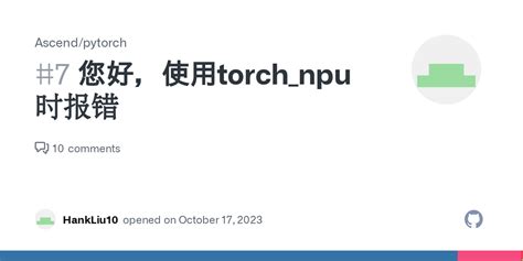 Torch Npu Issue Ascend Pytorch Github