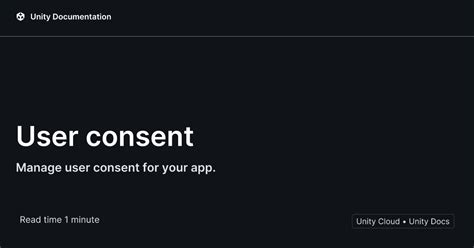 User Consent • Unity Cloud • Unity Docs