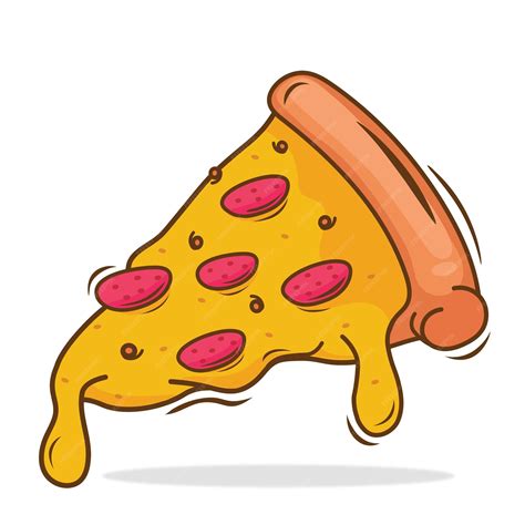 Cartoon Pizzapunt Met Een Uitgenomen Hap Premium Vector