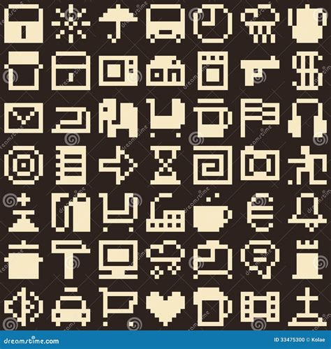 Pixel Art 8 Bit Objects Retro Game Assets Set Of Icons Vintage