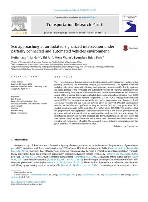 Pdf Eco Approaching At An Isolated Signalized Intersection Under