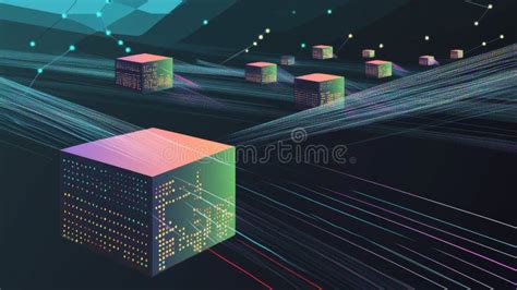 Illustration Of A Central Box With Colorful Data Streams Flowing In And Out Creating Depth