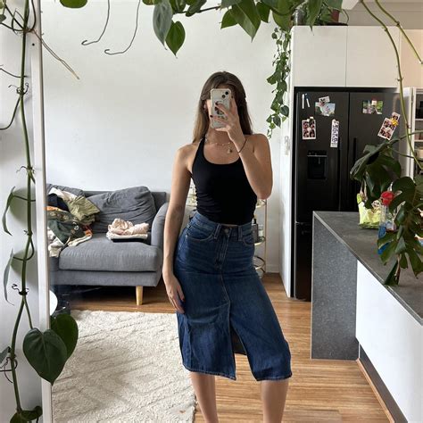 Levis Midi Denim Skirt Size 24aus 6 Model Is A Depop