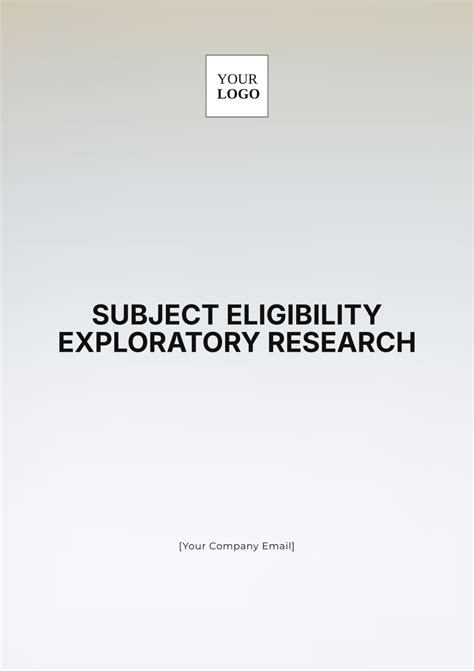 Free Subject Eligibility Exploratory Research Template To Edit Online