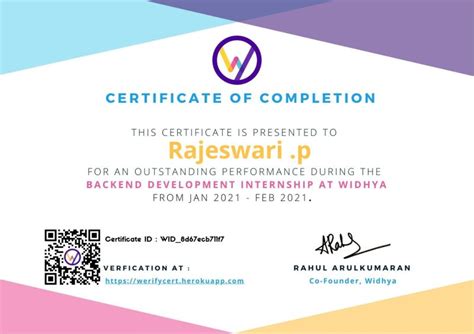 Rajeswari Pichaimuthu On Linkedin Successfully Completed My Back End