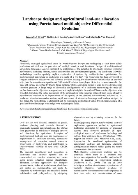 Pdf Landscape Design And Agricultural Land Use Allocation Using